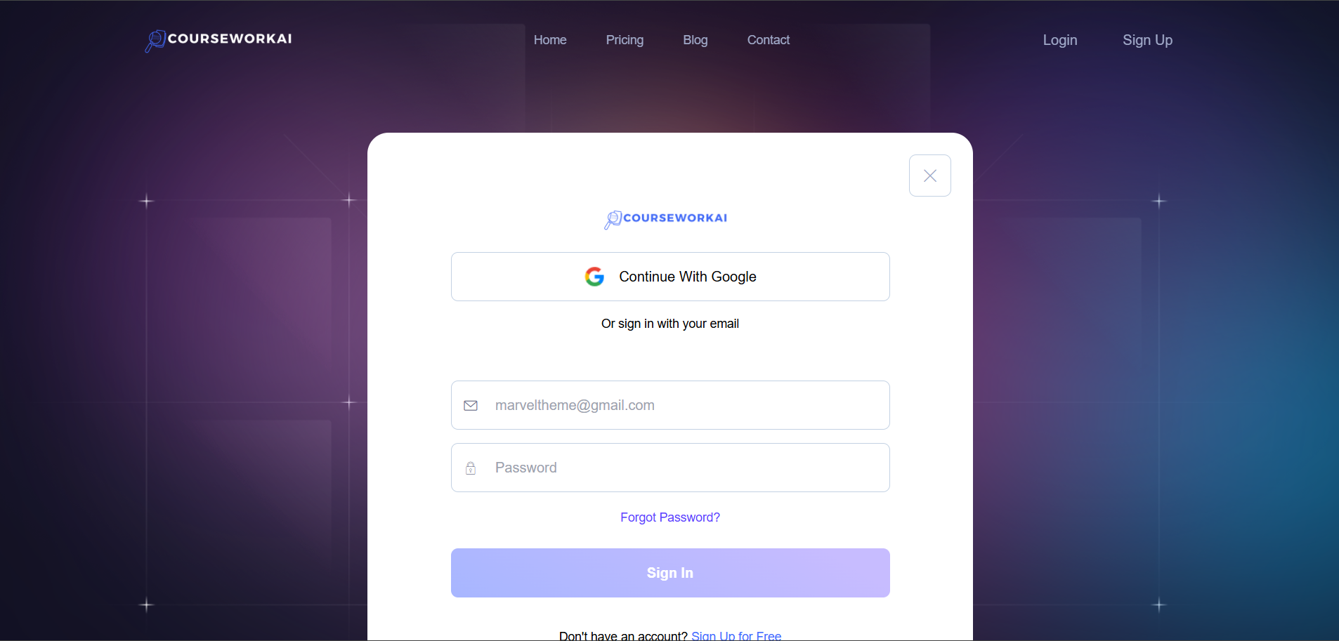 Login | Coursework AI - Access Your Academic Writing Tool